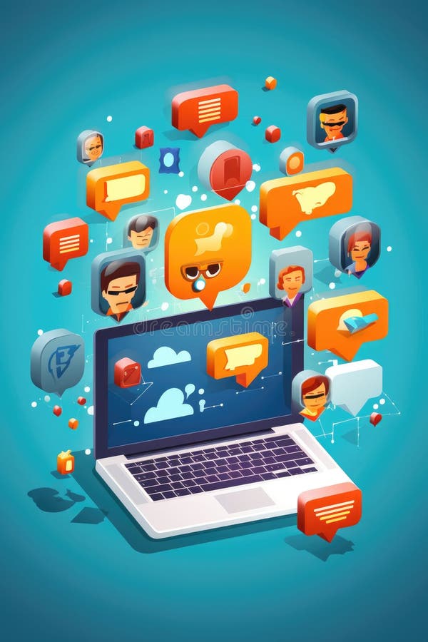 Online Support Chat Bubble Icons Stock Illustration - Illustration of ...
