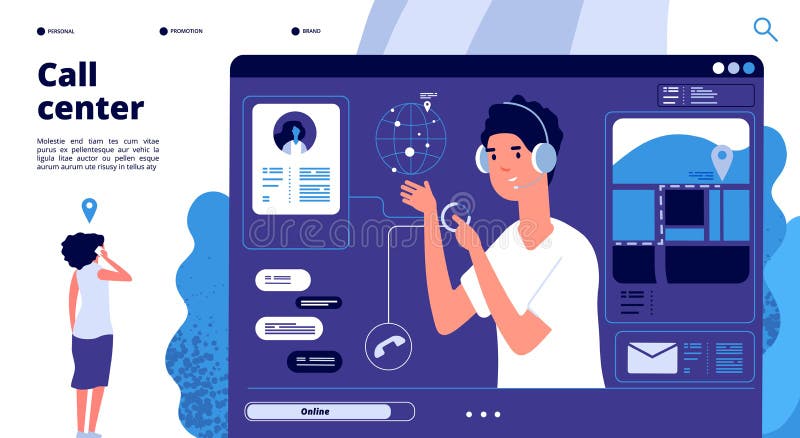 Online Support Concept. Customers in Call Center Chat with Operator ...