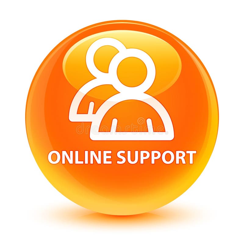 Online Support (group Icon) Glassy Orange Round Button Stock ...