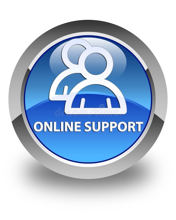Online Support (group Icon) Glossy Blue Round Button Stock Illustration ...