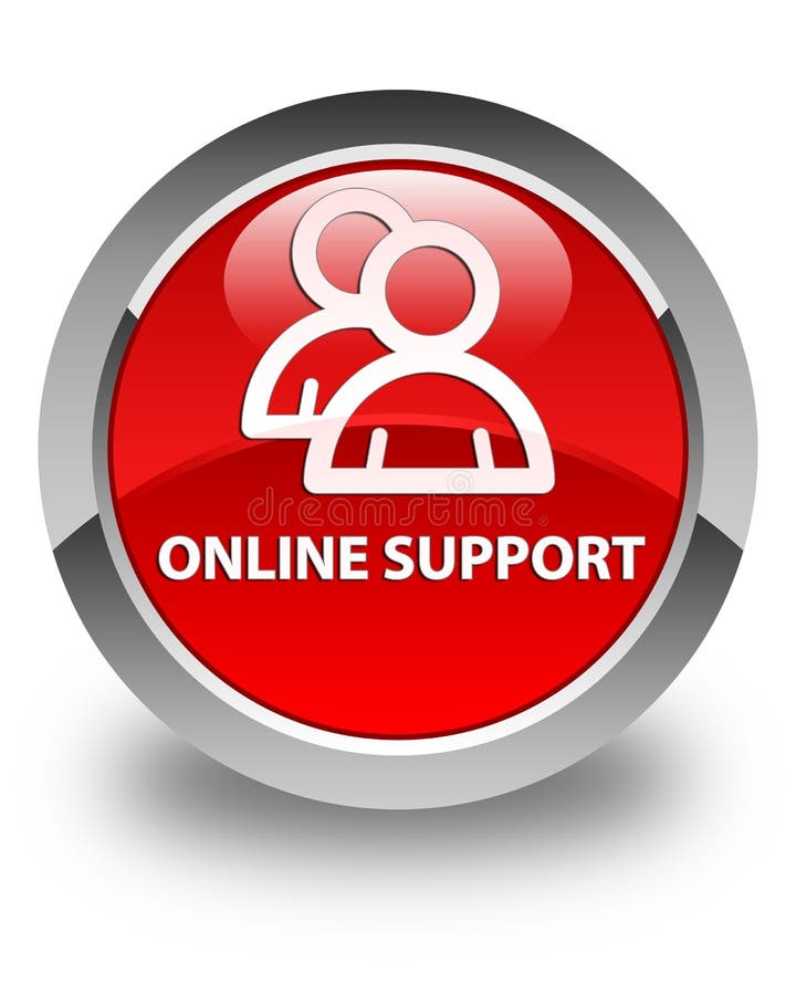 Online Support (group Icon) Glossy Red Round Button Stock Illustration ...