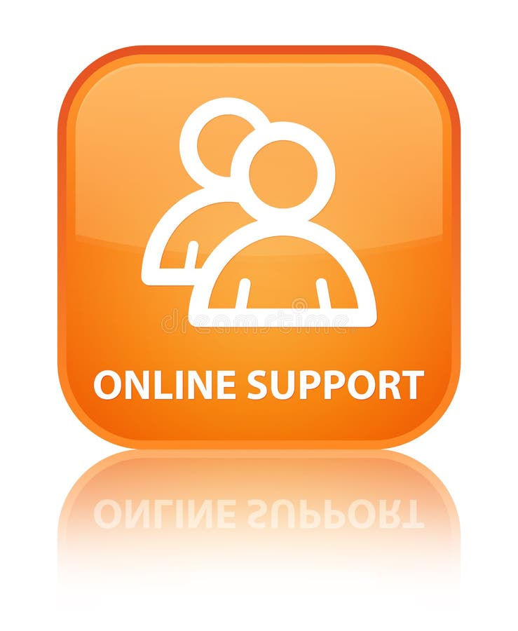 Online Support (group Icon) Special Orange Square Button Stock ...