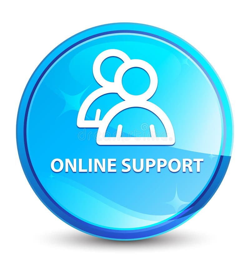 Online Support (group Icon) Splash Natural Blue Round Button Stock ...