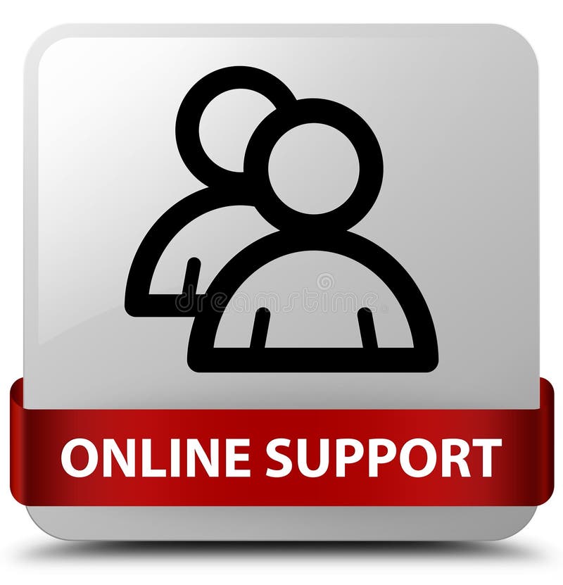 Online Support (group Icon) White Square Button Red Ribbon in Mi Stock ...