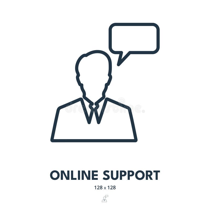 Online Support Icon. Assistance, Help, Operator. Editable Stroke ...