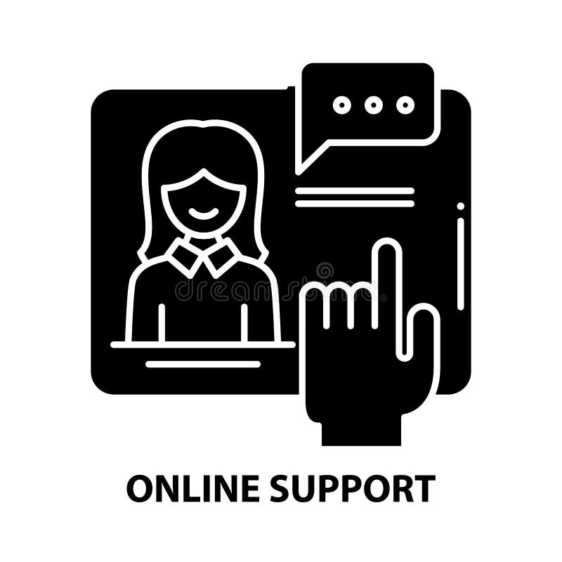 Online Support Icon, Black Vector Sign with Editable Strokes, Concept ...