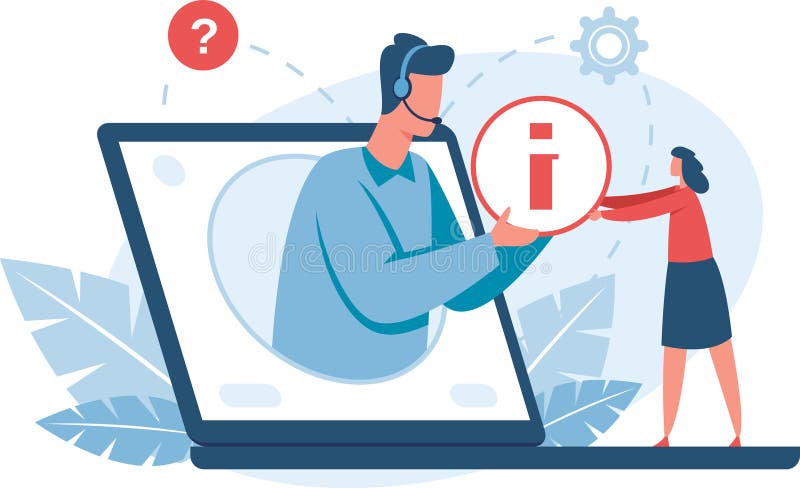 Online Support Operator with Headset Working with Laptop and Providing ...