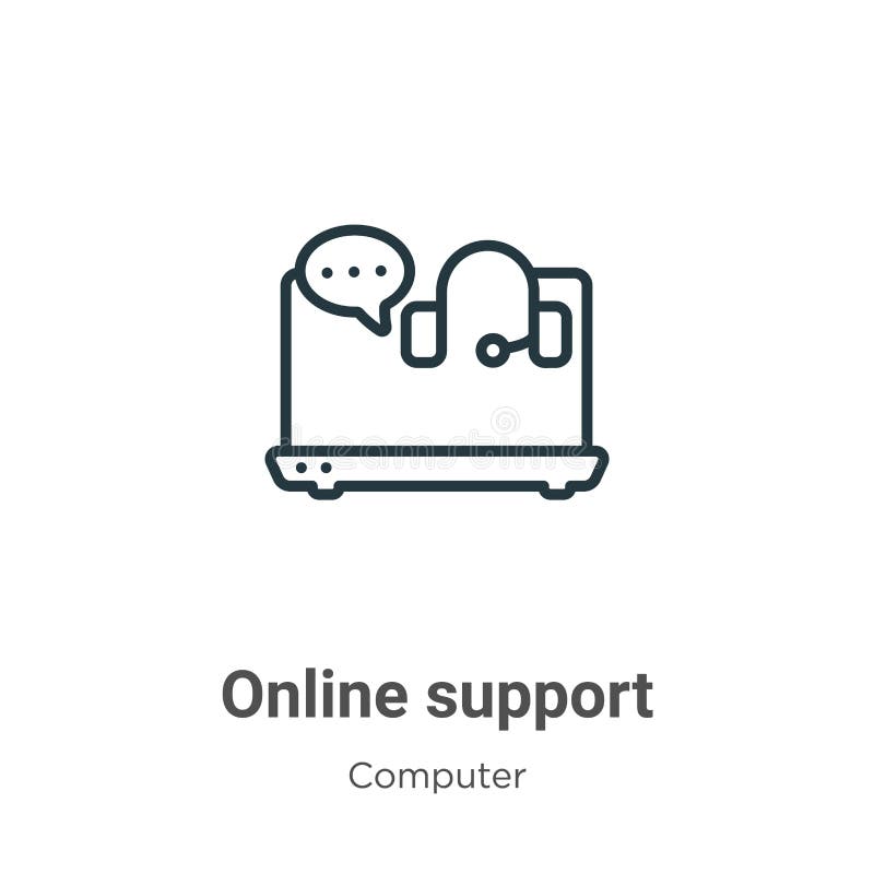 Online Support Outline Vector Icon. Thin Line Black Online Support Icon ...