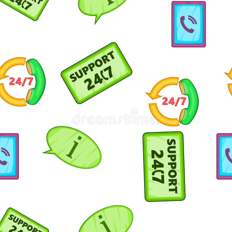 Online Support Pattern, Cartoon Style Stock Vector - Illustration of ...