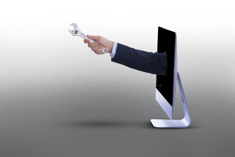 Online Support or Service Concept with Computer Screen or Display with ...