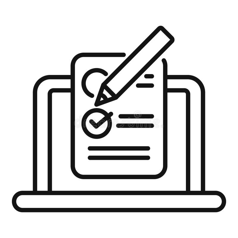 Online Survey Being Filled Out on Laptop with Checkmark and Pencil ...