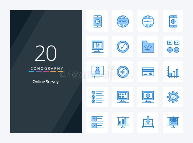 20 Online Survey Blue Color Icon for Presentation Stock Vector ...