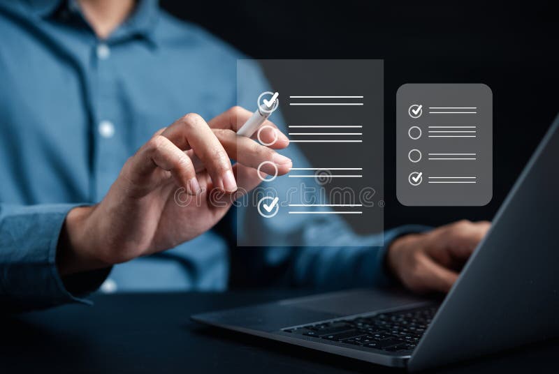 Online Survey and Digital Form Checklist by Laptop Computer, Document ...