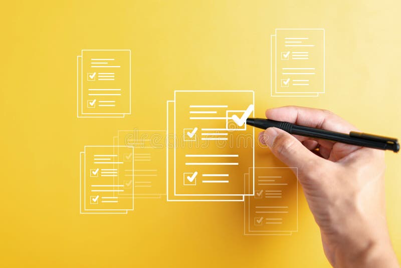 Online Survey Filling Out and Digital Form Checklist by Laptop Computer ...