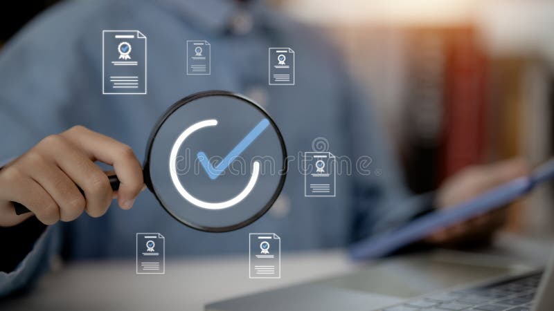 Online Survey Filling Out and Digital Form Checklist by Laptop Computer ...