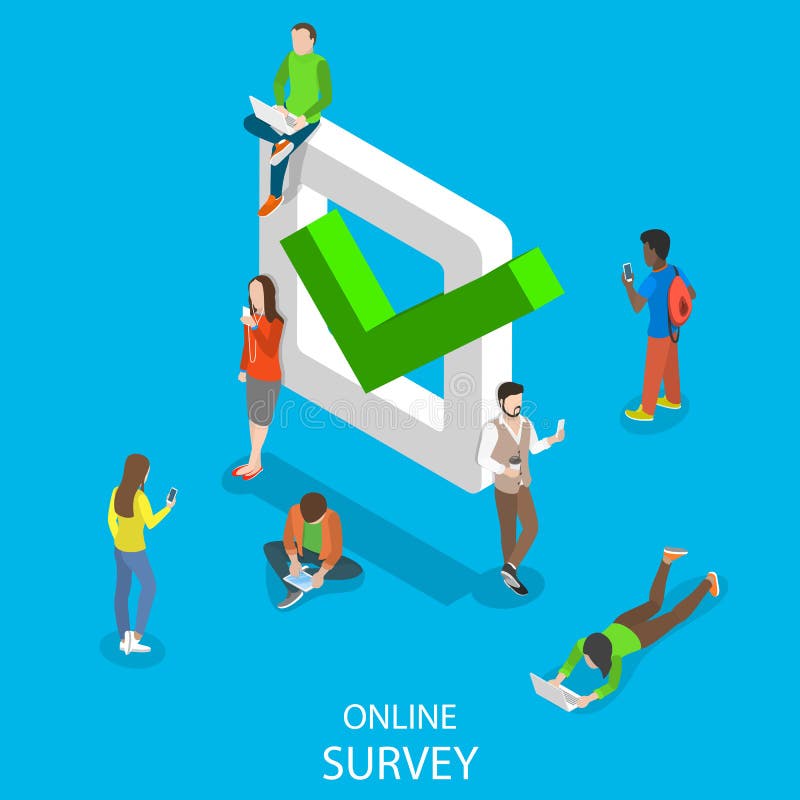Online Survey Flat Isometric Vector Concept Stock Vector - Illustration ...