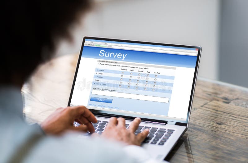 Online Survey Form. Man Filling List Stock Image - Image of filling ...