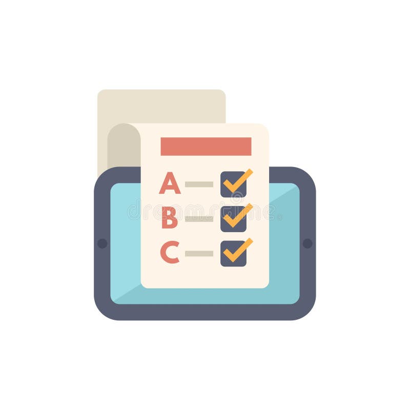 Online Survey Being Completed on Tablet with Checkmark Icon Stock ...