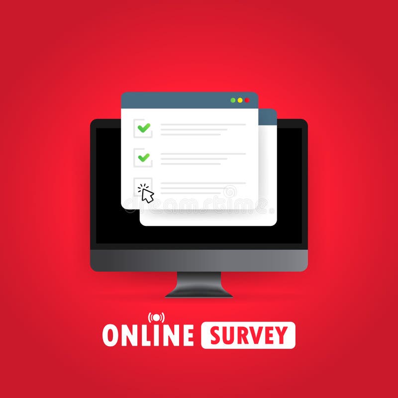 Online Survey Illustration. Check List Online Form on Computer. Report ...
