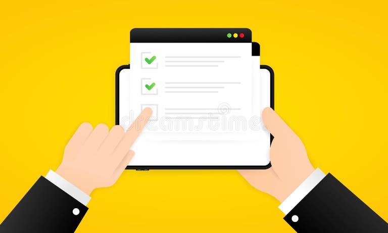 Online Survey Illustration. Check List Online Form on the Tablet ...