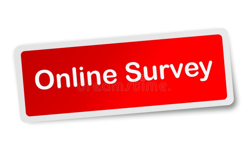 Online Survey Red Square Sticker Isolated on White Stock Illustration ...