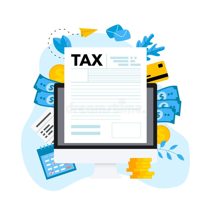 Online Tax Payment Vector Illustration Concept. Filling Tax Form Stock ...