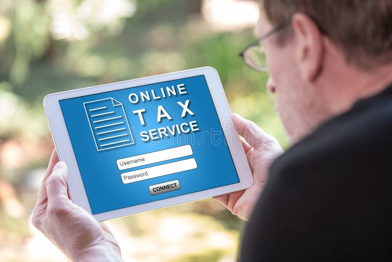 Online Tax Service Concept on a Tablet Stock Photo - Image of website ...