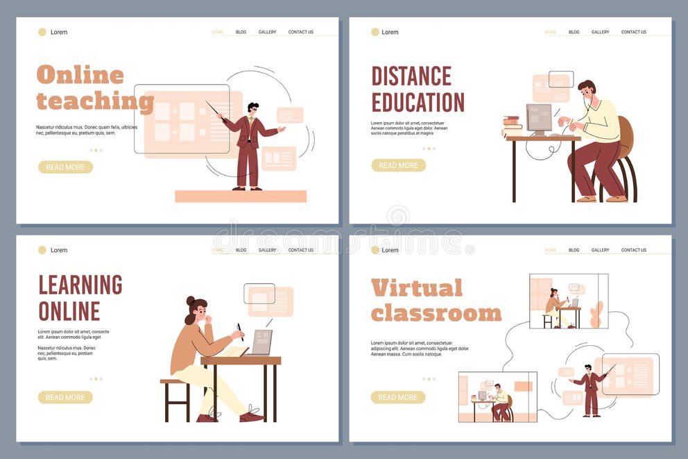 Online Teaching and Learning Web Banners Bundle Flat Vector ...