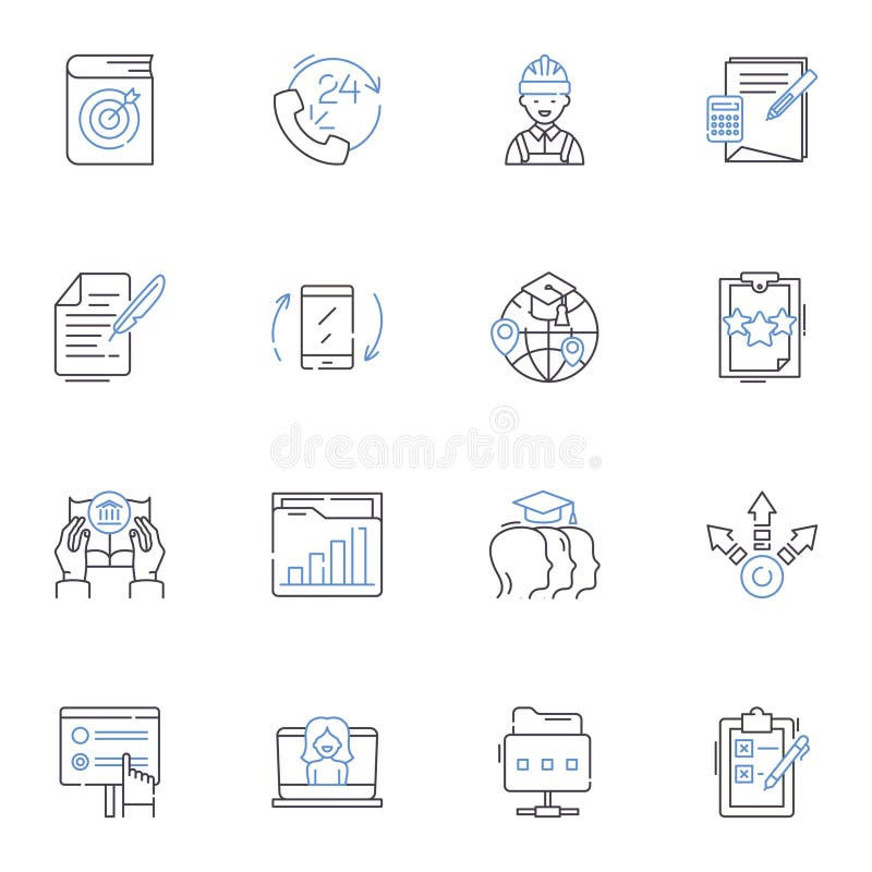 Online Teaching Line Icons Collection. Virtual, Remote, Digital, E ...