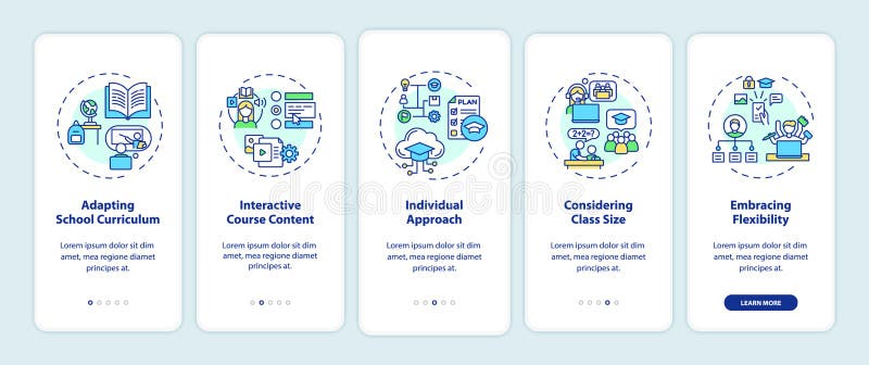 Online Teaching Tips Onboarding Mobile App Page Screen with Concepts ...