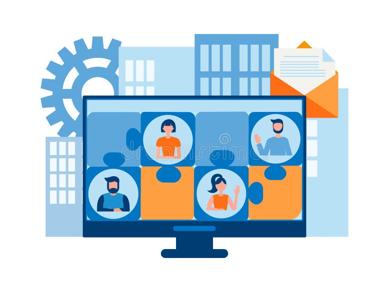 Teamwork Technologies Abstract Concept Vector Illustrations. Stock ...