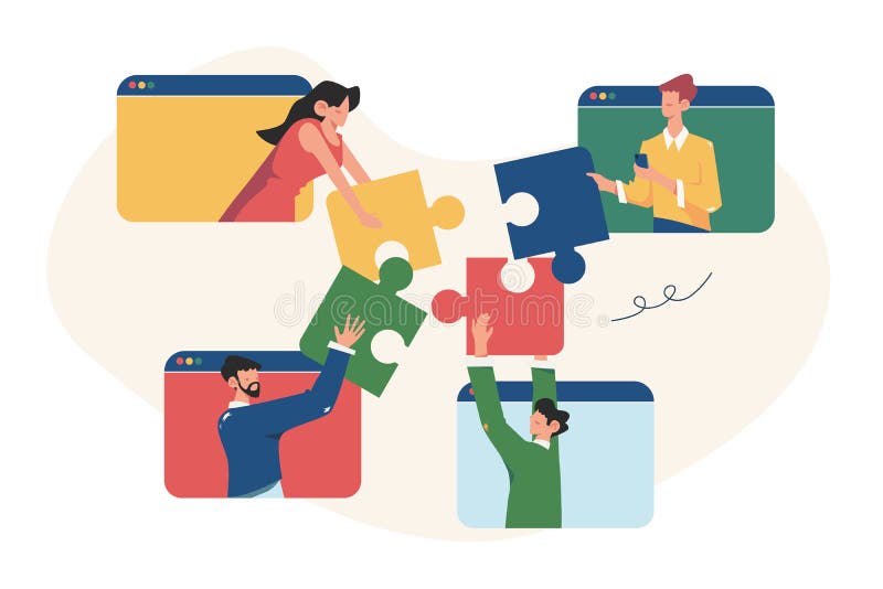 Online Teamwork, Web Staff Meeting Stock Vector - Illustration of ...