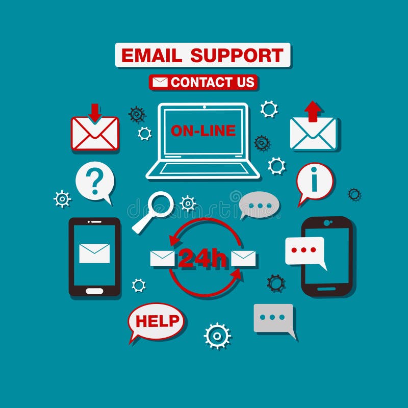 Email Support Icon, Black Vector Sign with Editable Strokes, Concept ...