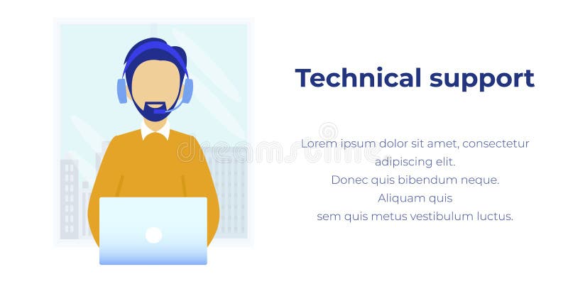 Online Technical Support in Modern Call Center Ads Stock Vector ...
