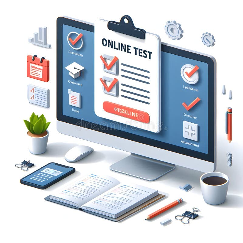 Online Test and Checklist Isolated Vector Concept As a Clean Isolated ...