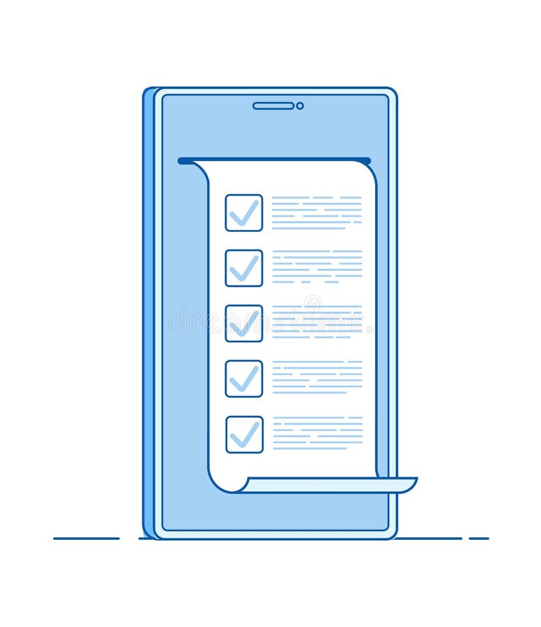 Online Test. Computer Quiz Form on Smartphone Stock Vector ...