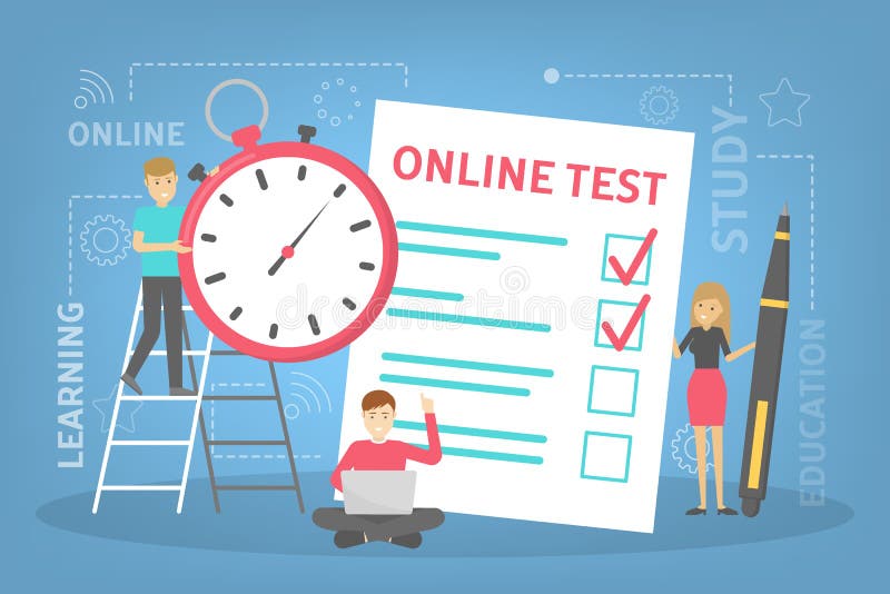 Online Test Concept. Quiz on the Computer Stock Vector - Illustration ...