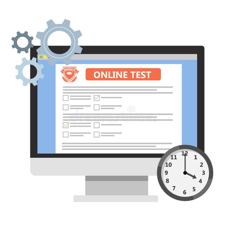 Online Test Concept. Quiz on the Computer Stock Vector - Illustration ...