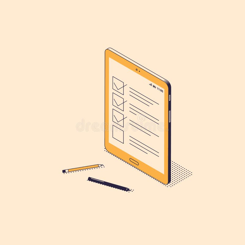 Online Test, Exam or Questionnaire Isometric Concept. Stock Vector ...