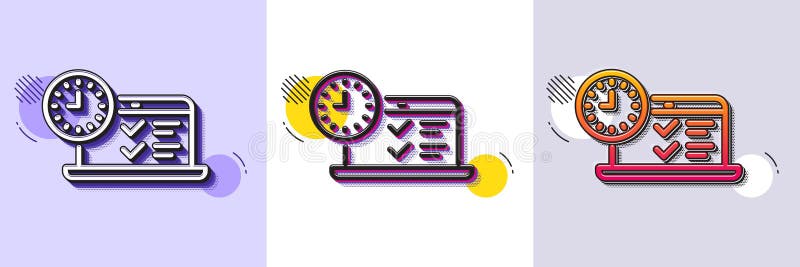 Online Test Line Icon. Time Sign. Halftone Dotted Pattern. Vector Stock ...