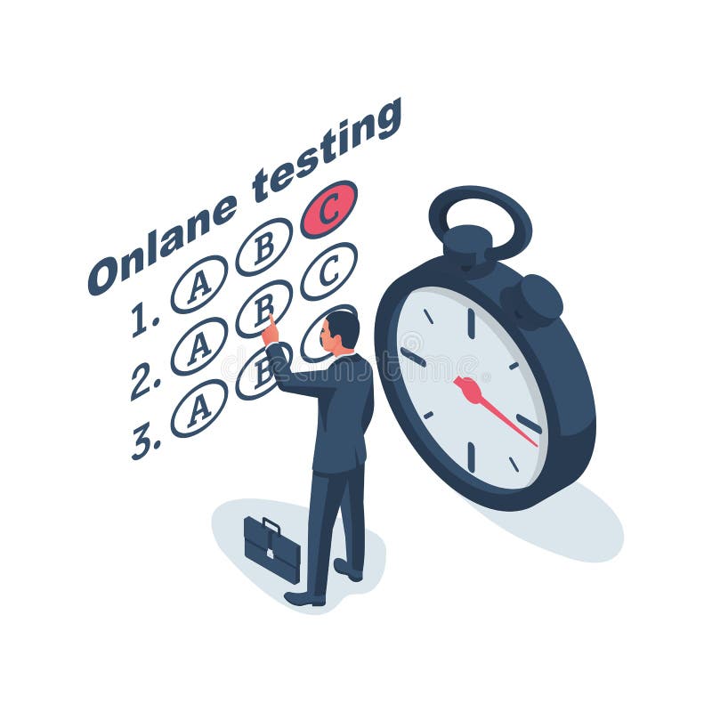 Online Test. Checklist and Pencil on a Computer Monitor Stock Vector ...