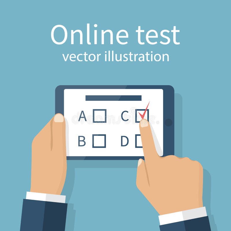 Online Exam Test with Laptop Illustration Stock Vector - Illustration ...