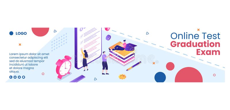 Online Testing Course Banner Template Flat Design Illustration Editable ...
