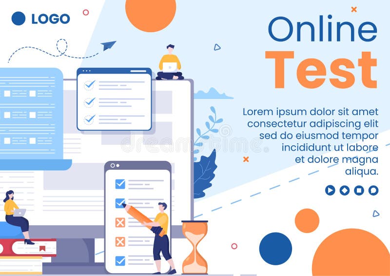 Online Testing Course Brochure Template Flat Design Illustration ...