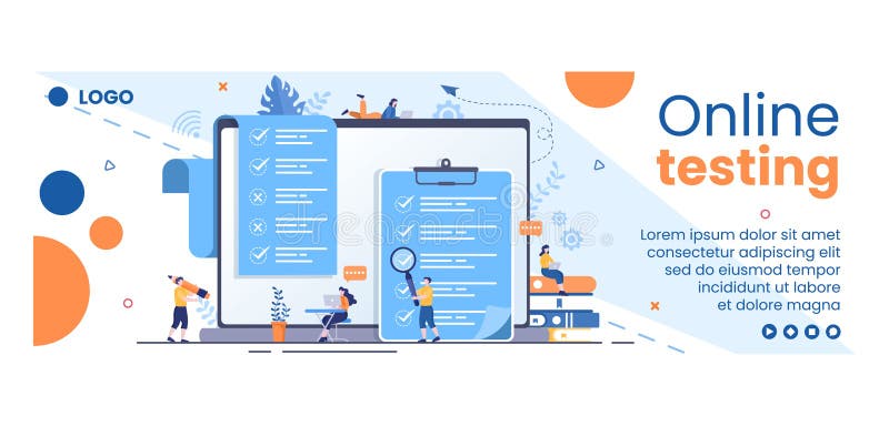 Online Testing Course Cover Template Flat Design Illustration Editable ...