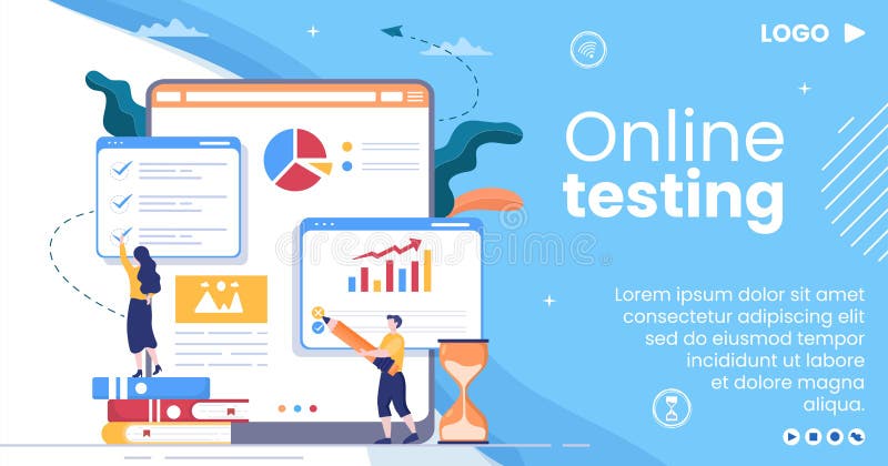 Online Testing Course Post Template Flat Design Illustration Editable ...