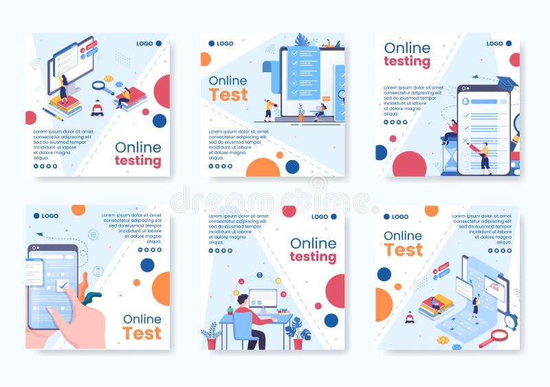 Online Testing Course Post Template Flat Design Illustration Editable ...
