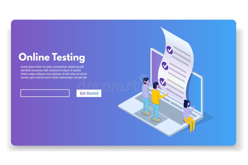 Online Testing,E-learning, Education Isometric Concept. Stock Vector ...