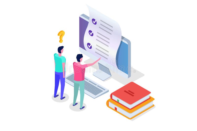 Online Testing,E-learning, Education Isometric Concept. Stock Vector ...