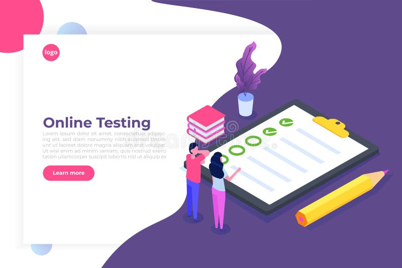 Online Testing, E-learning, Education Isometric Concept. Stock Vector ...